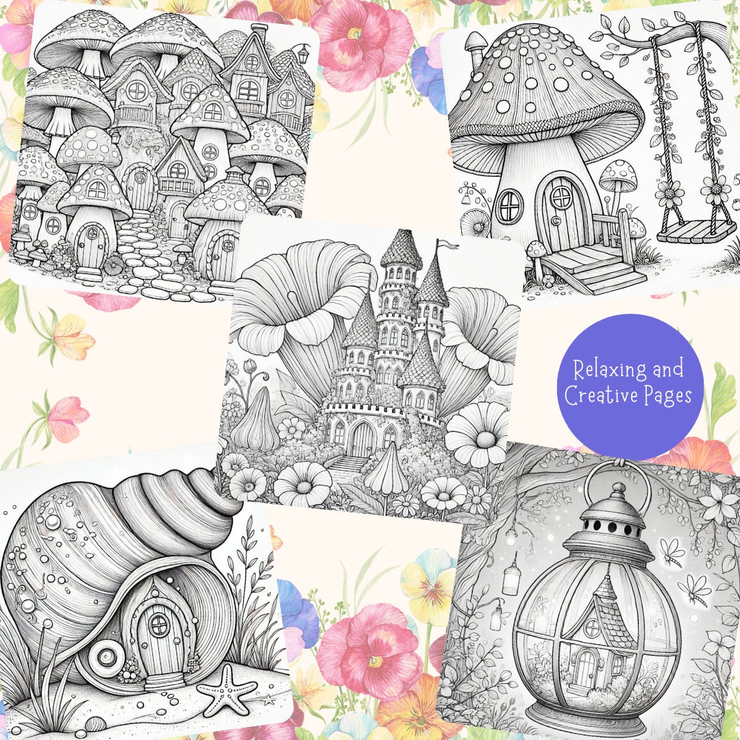 Enchanted Fairy House Coloring Pages – 26 Fantasy Fairy House Coloring ...