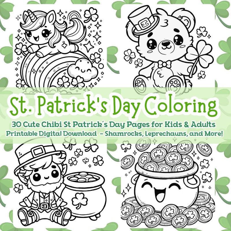 Cute St Patrick Coloring - Etsy UK
