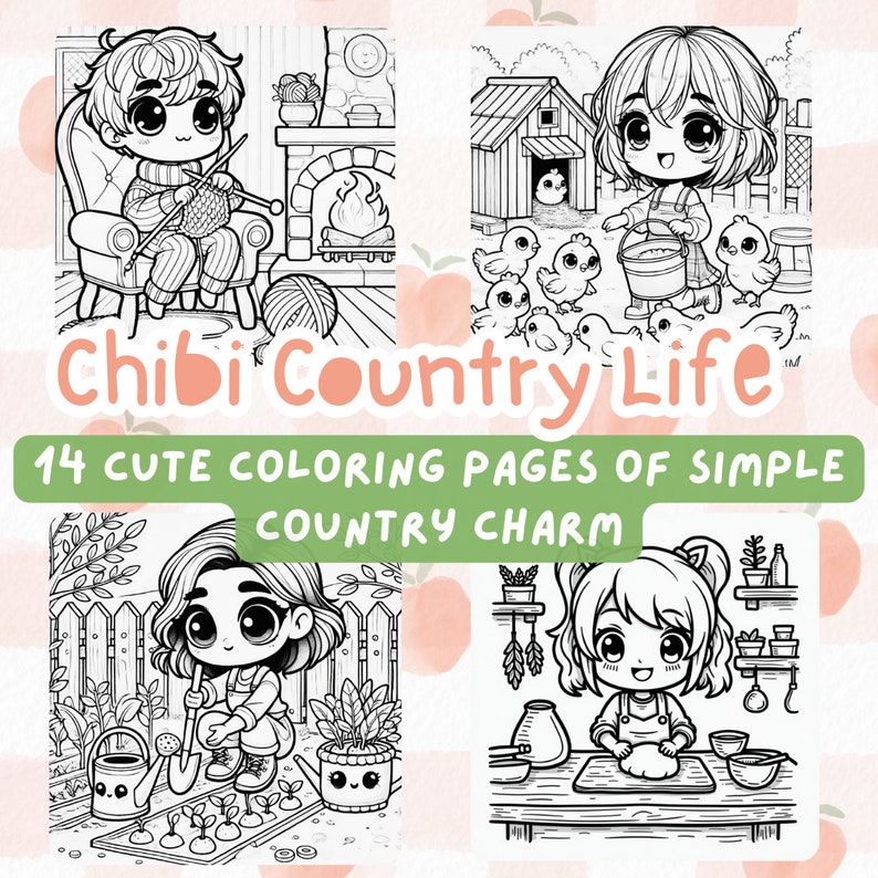 Charming Country Coloring Book - Relax With Kawaii Farm Life Designs ...