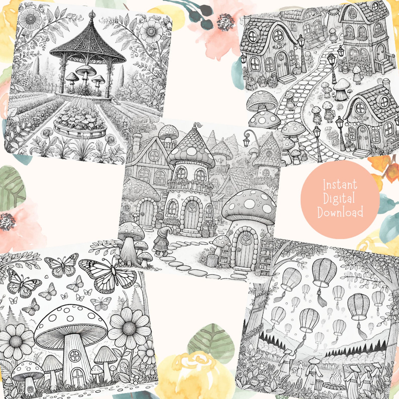 Enchanted Village Coloring Book: Cozy Cottages & Fantasy (PDF) - Etsy