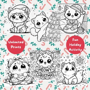 Cat Christmas Coloring Book |18 Cute Holiday Pages for Kids & Adults ...
