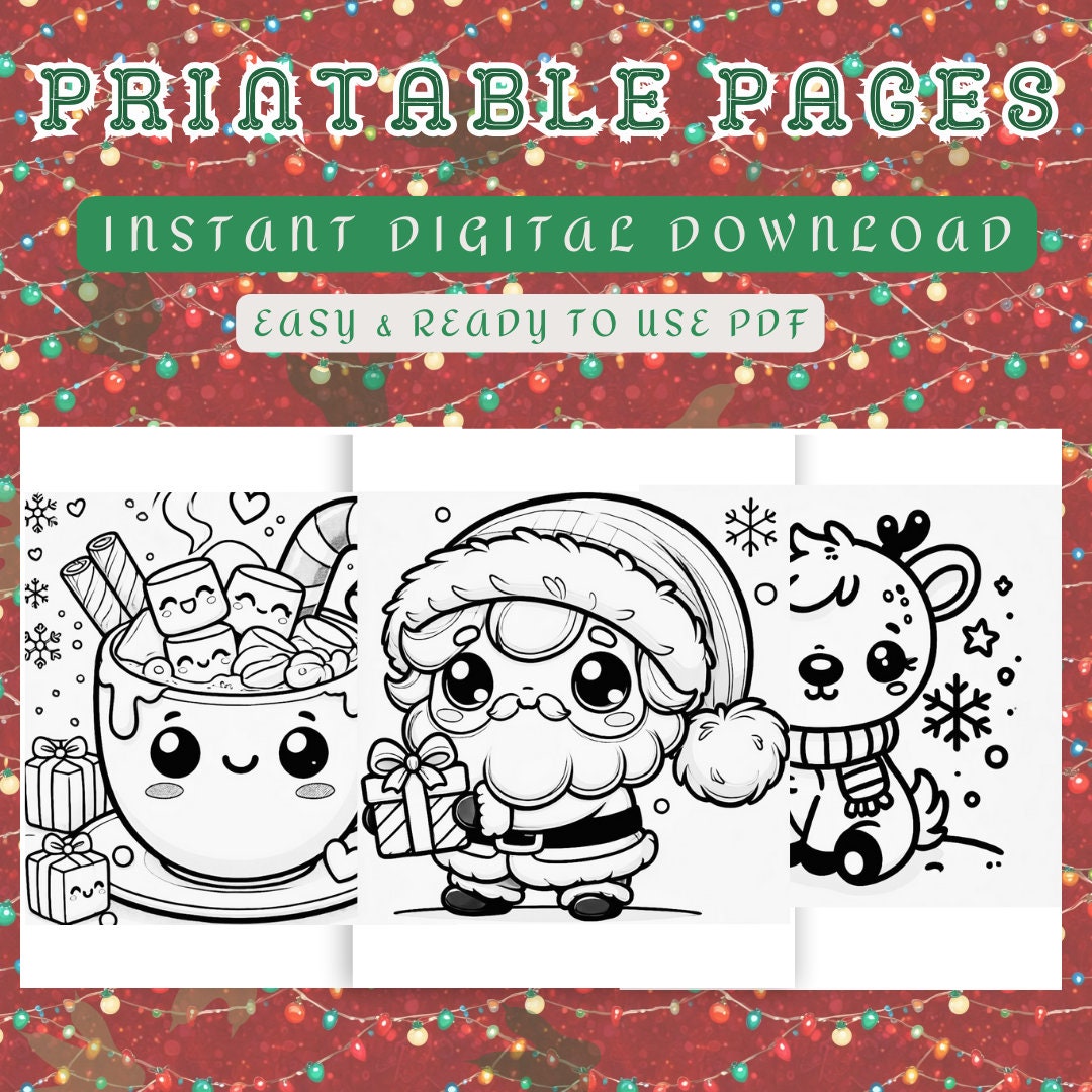 Christmas Coloring Pages for Kids | 18 Holiday Designs (digital ...