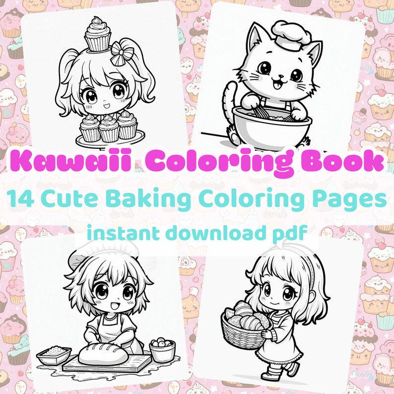 Cute Baking Coloring Pages | Kawaii Baking Coloring Book| Printable ...