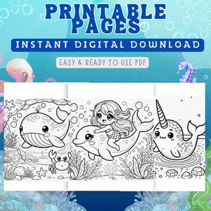 Under the Sea Coloring Book | 22 Cute Ocean-themed Pages With Mermaids ...