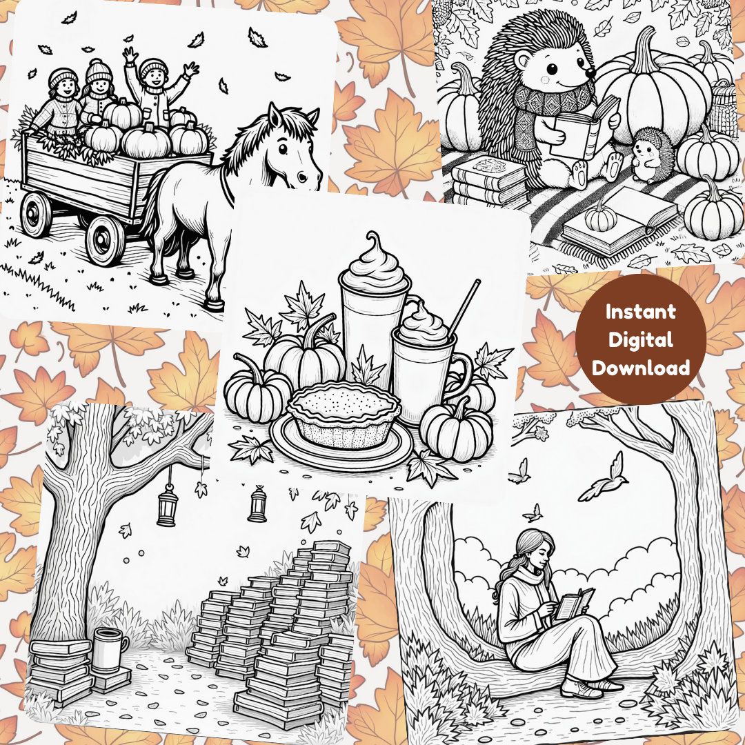 Cozy Fall Coloring Book | 15 Autumn Coloring Pages for Adults & Kids ...