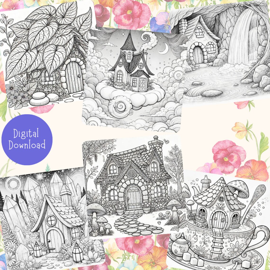 Enchanted Fairy House Coloring Pages – 26 Fantasy Fairy House Coloring ...