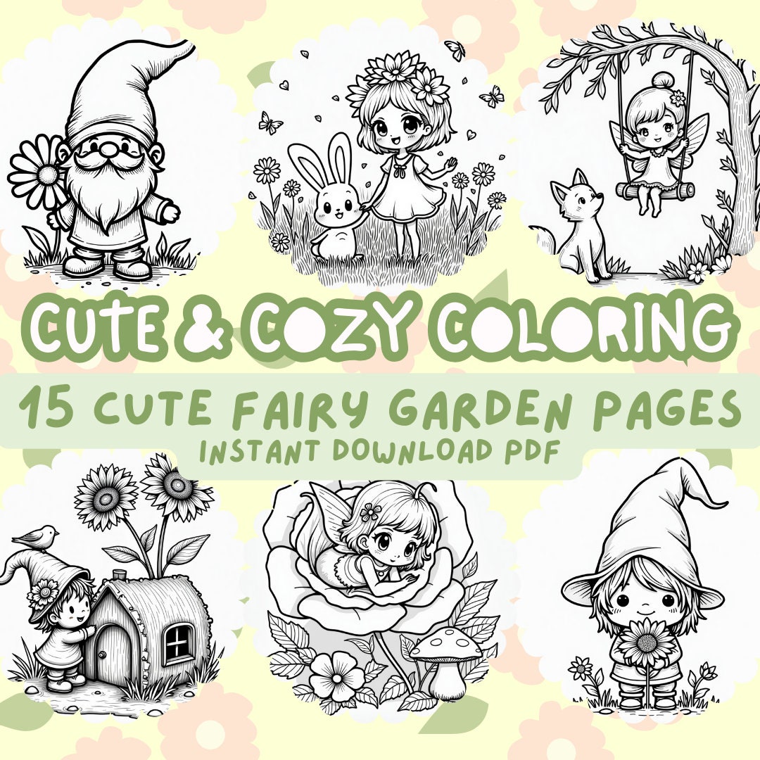 Cute Fairy Garden Coloring Pages Kawaii Coloring Book Cozy Coloring ...