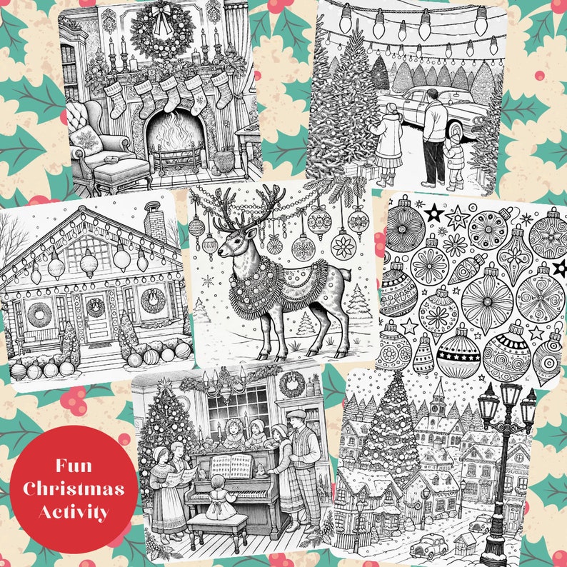 Vintage Christmas Coloring Book - 35 Holiday Pages (digital Download ...