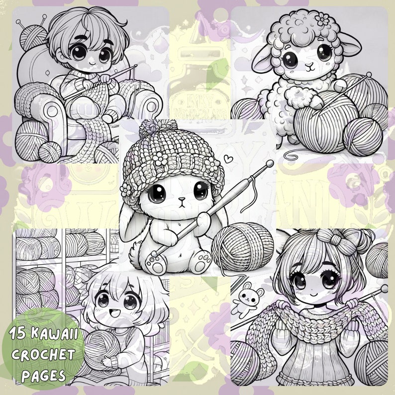 Kawaii Crochet & Knitting Coloring Pages – 15 Printable Designs ...