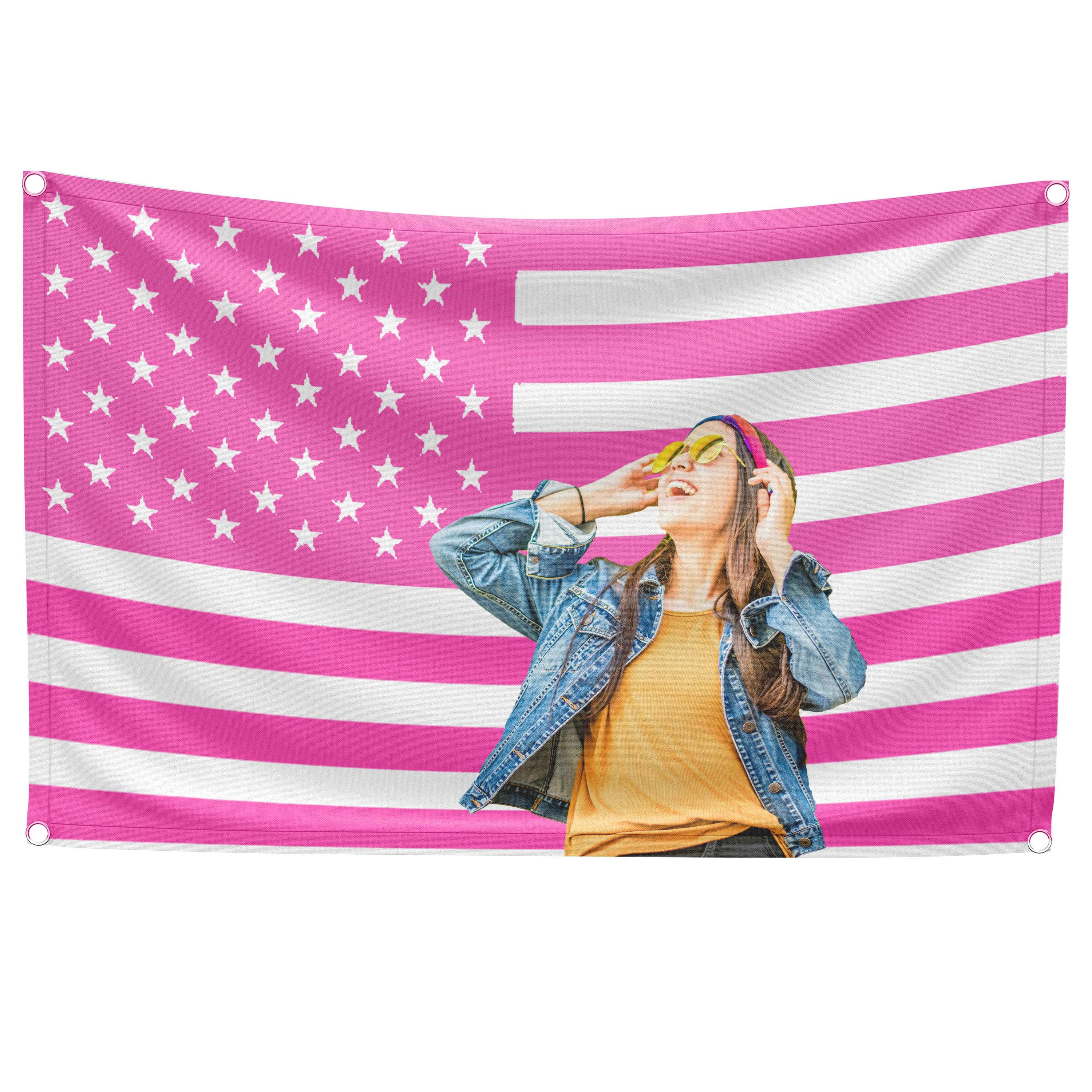 Custom Pink American Flag, Personalized Birthday Flag With Photo, Text ...