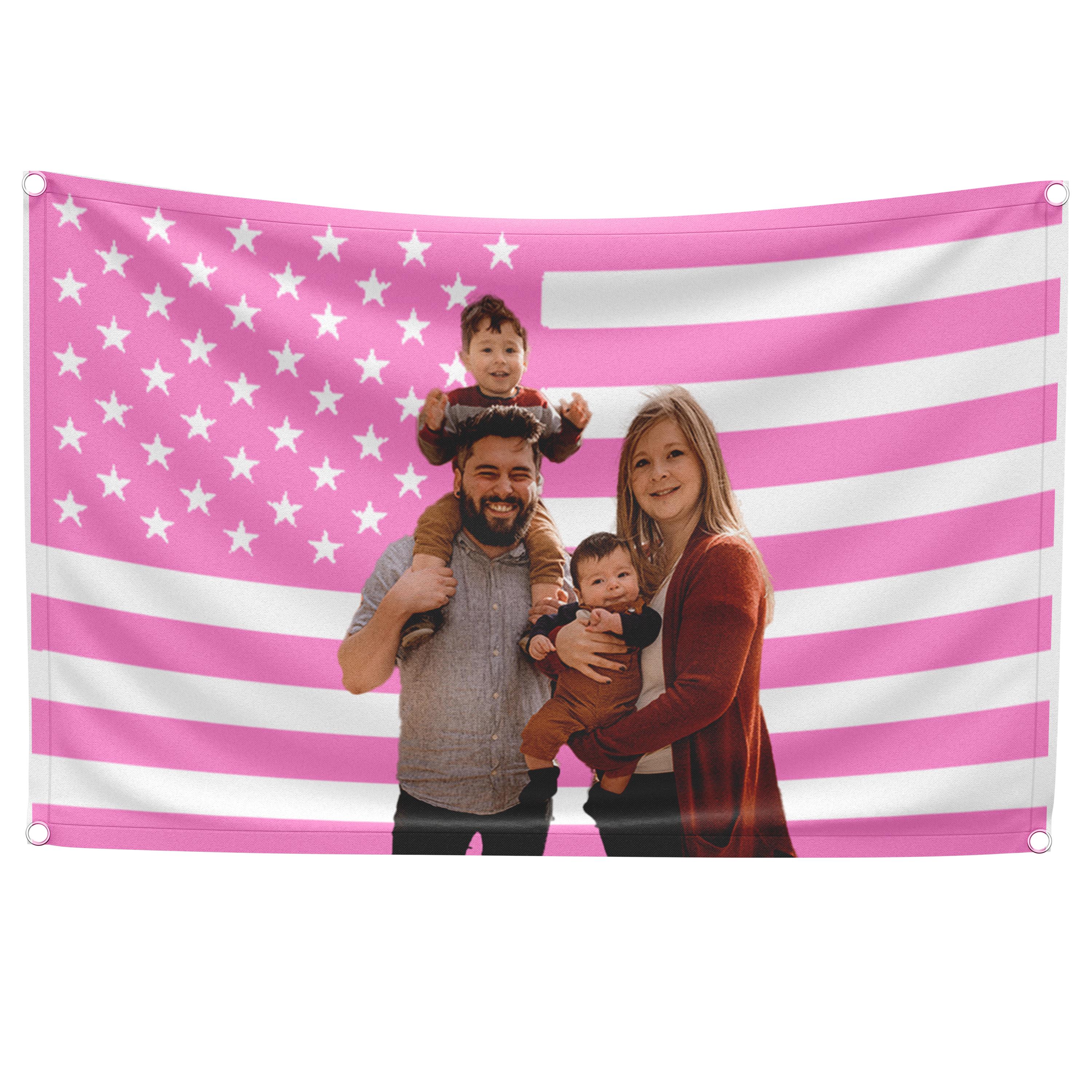 Custom Pink American Flag, Personalized Birthday Flag With Photo, Text ...