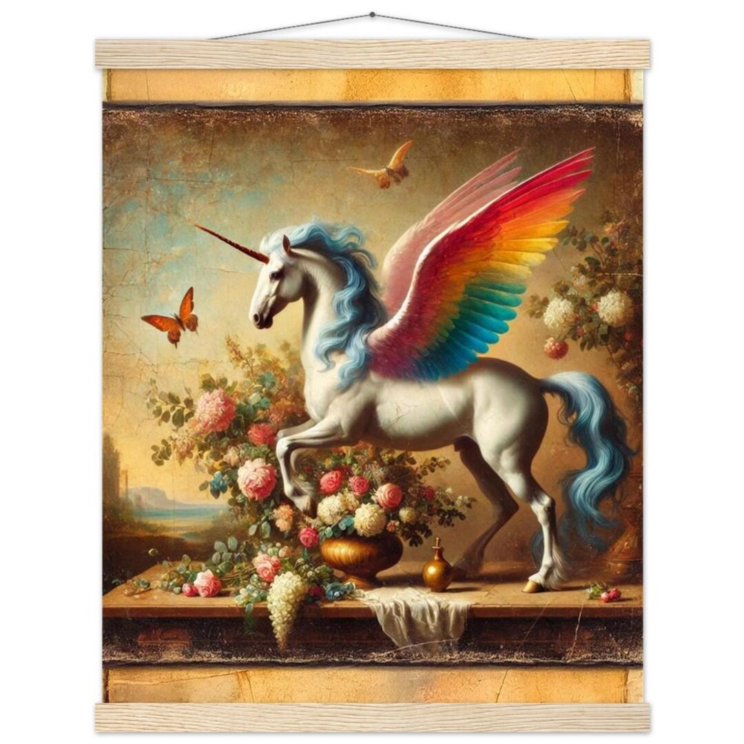 Majestic Rainbow Unicorn Poster Fantasy Art With Semi-gloss Print ...