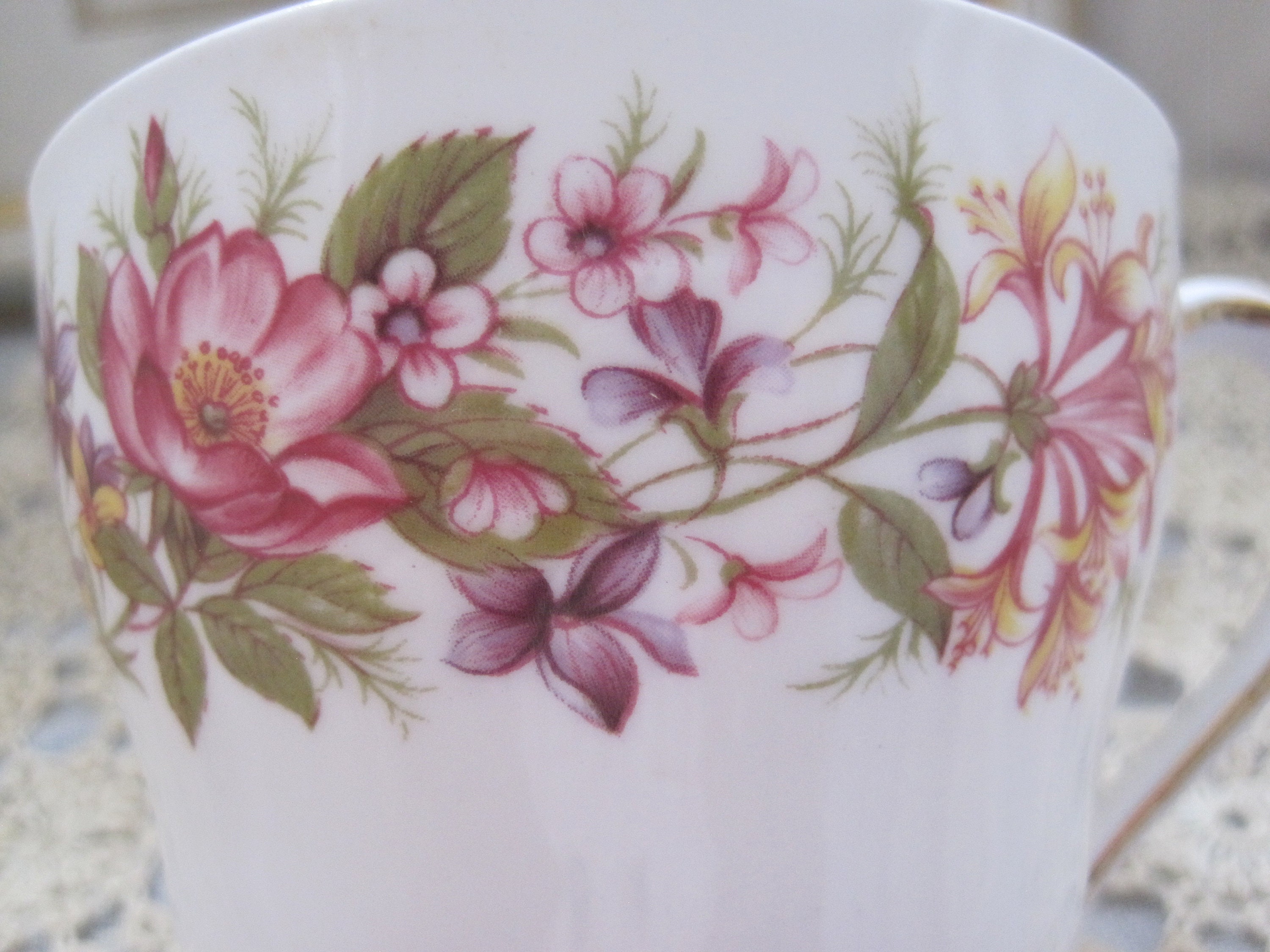 COLCLOUGH Bone-china Teacup and Saucer Set Wayside Pattern - Etsy
