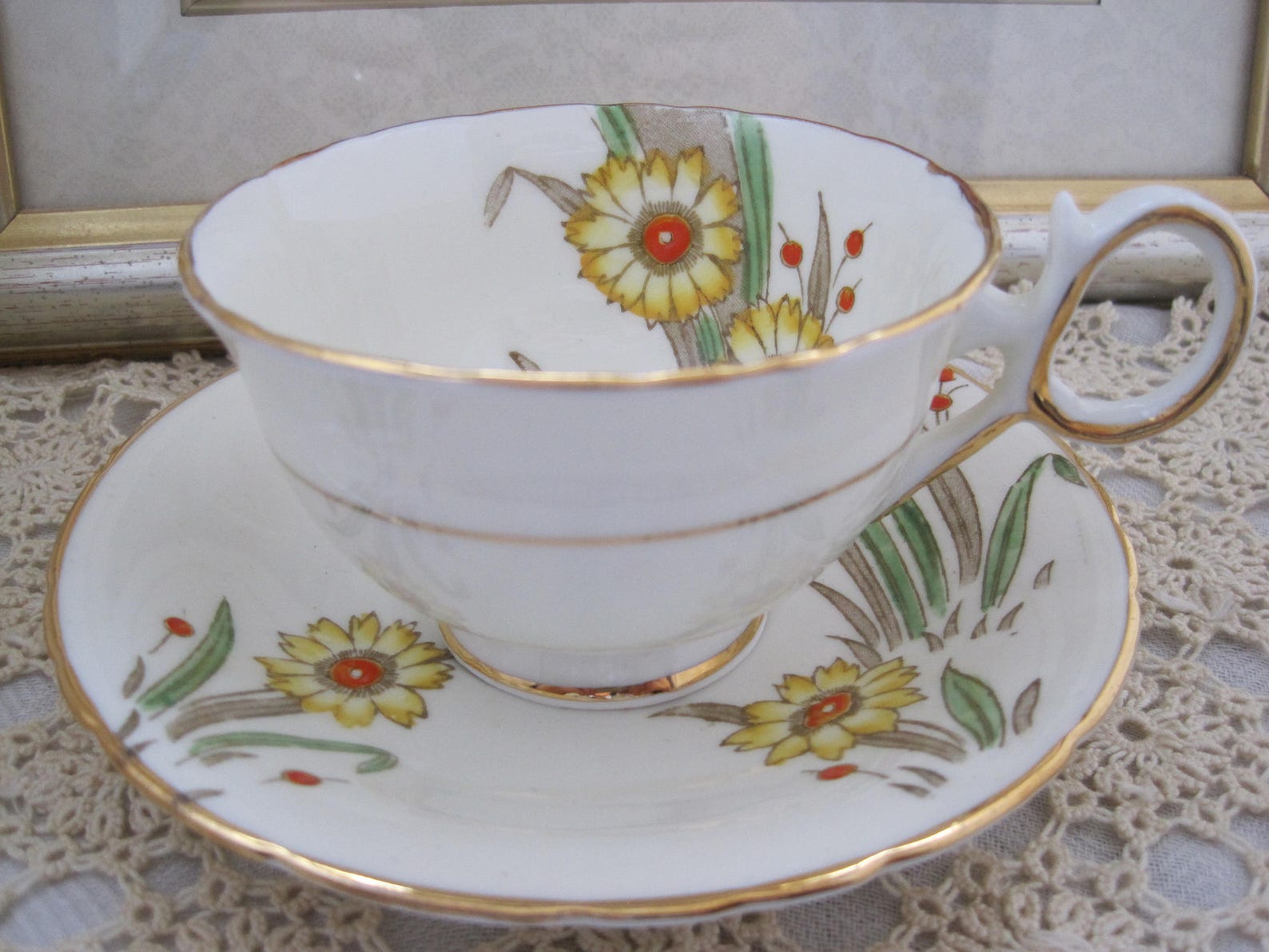 DELPHINE CHINA Bone China Teacup and Saucer Set 1978 - Etsy UK