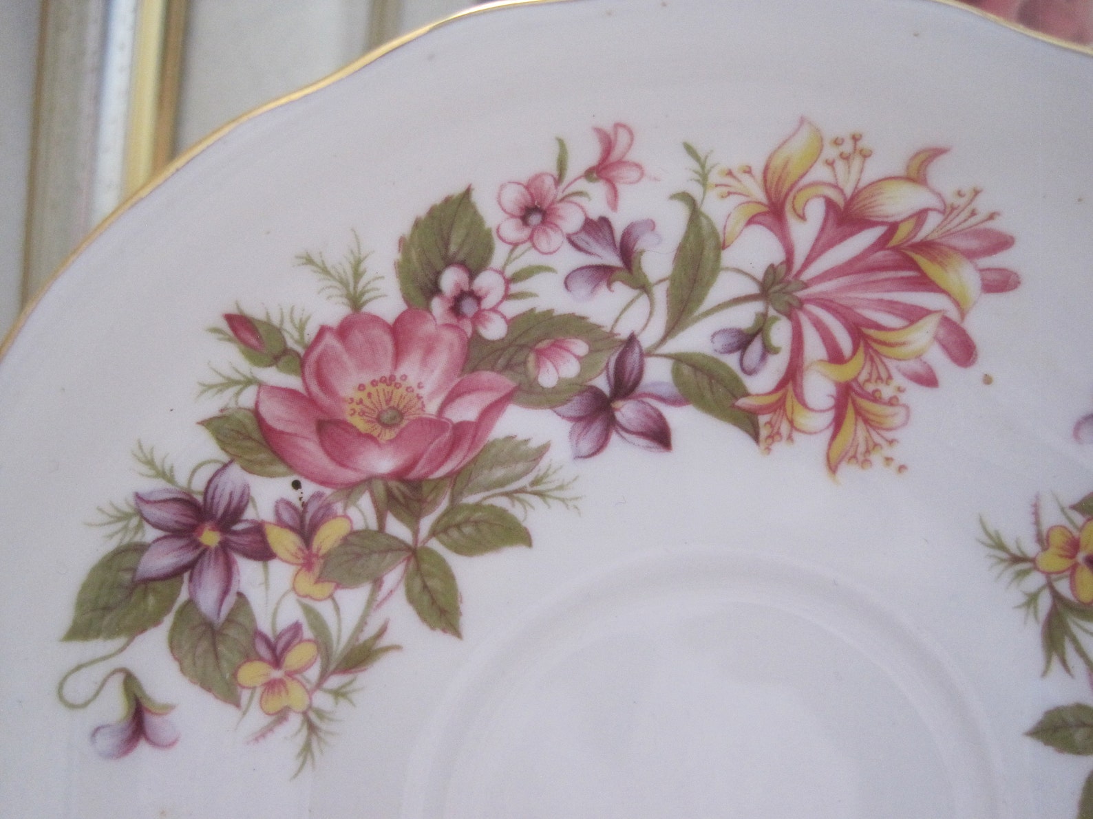 COLCLOUGH bone-china teacup and saucer set Wayside Pattern | Etsy