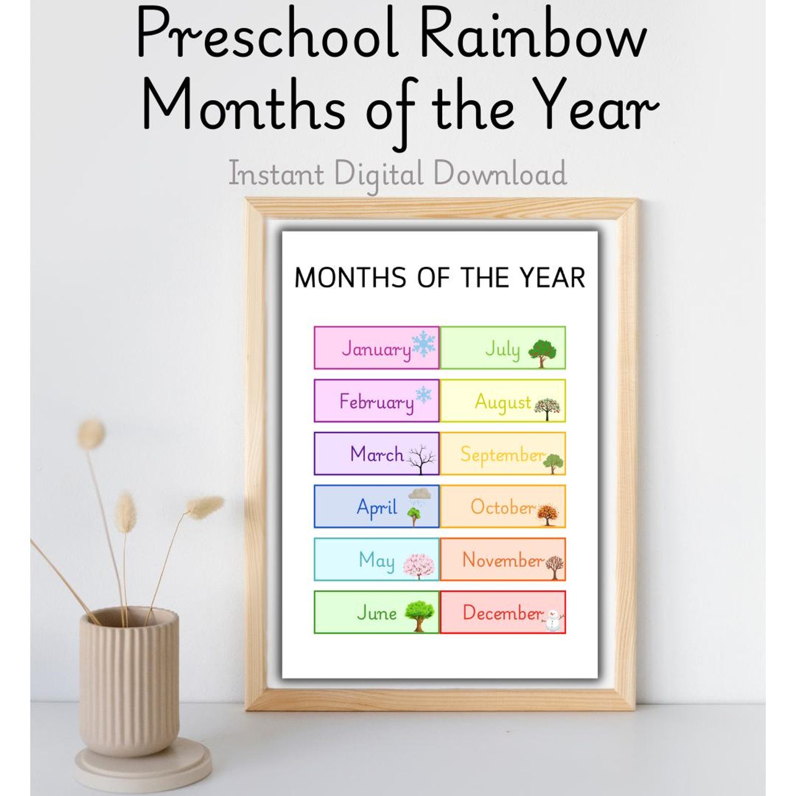 Months of the Year, Rainbow, Weather Seasons, Preschool Classroom ...