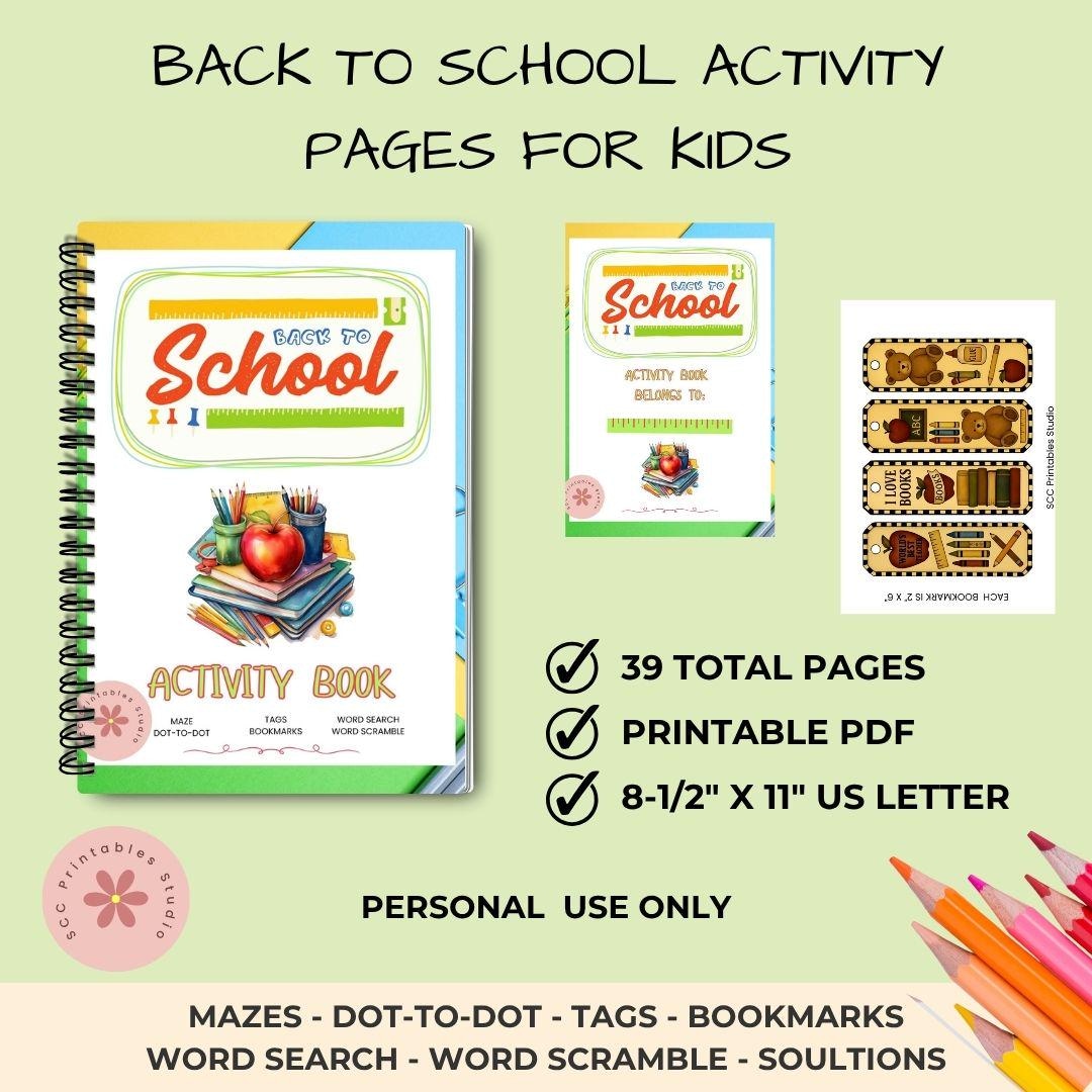 Kids Printable Activity Pages, Word Scramble, Maze, Word Search, Back ...