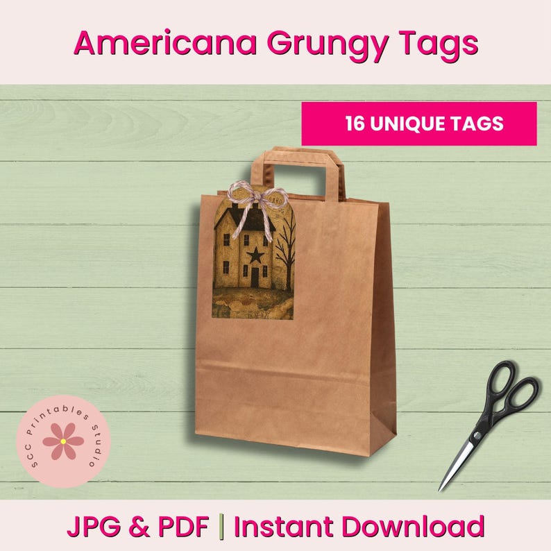 Primitive Postcards Printable Gift Tags, Prim Americana Printable ...