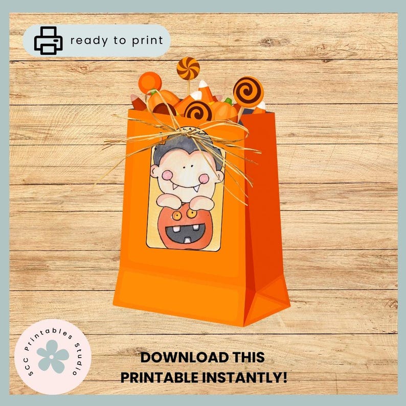 Halloween Favor Gift Tags, Printable Trick or Treat Kids School Party ...