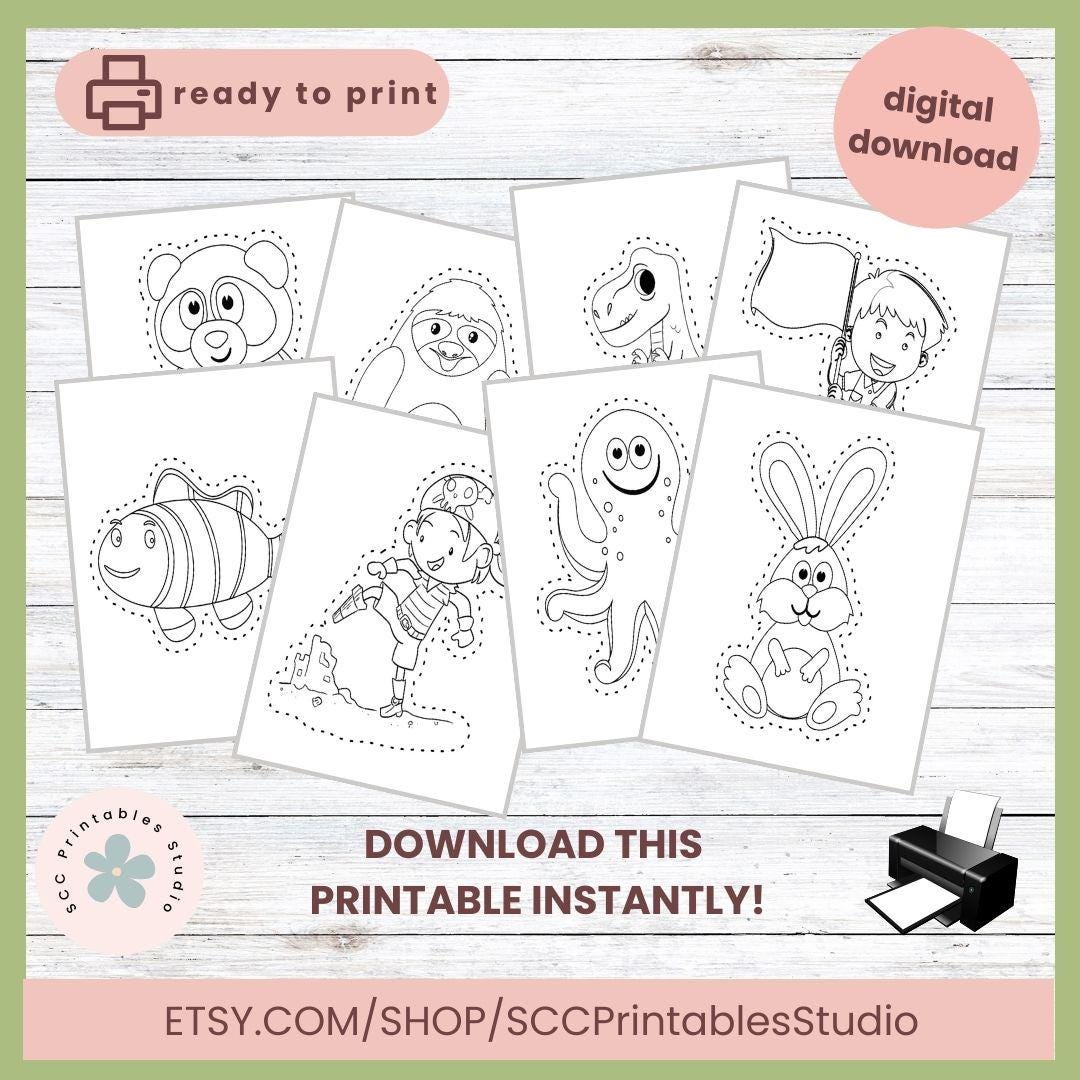 Scissor Skills Printable Worksheet for Kids, Print at Home Cut & Color ...