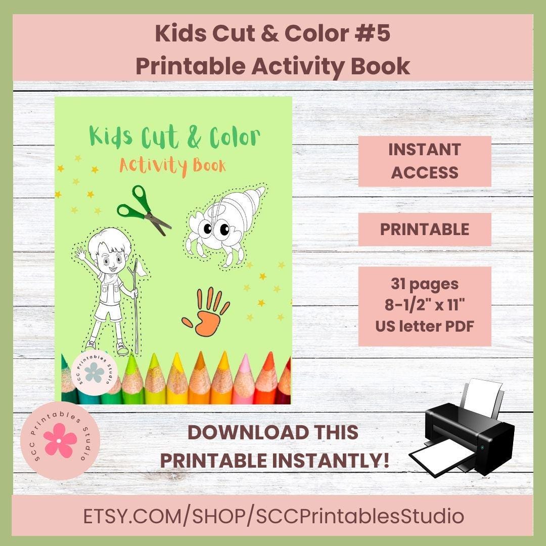 Scissor Skills Printable, Cut & Color Print at Home Fine Motor Skill ...