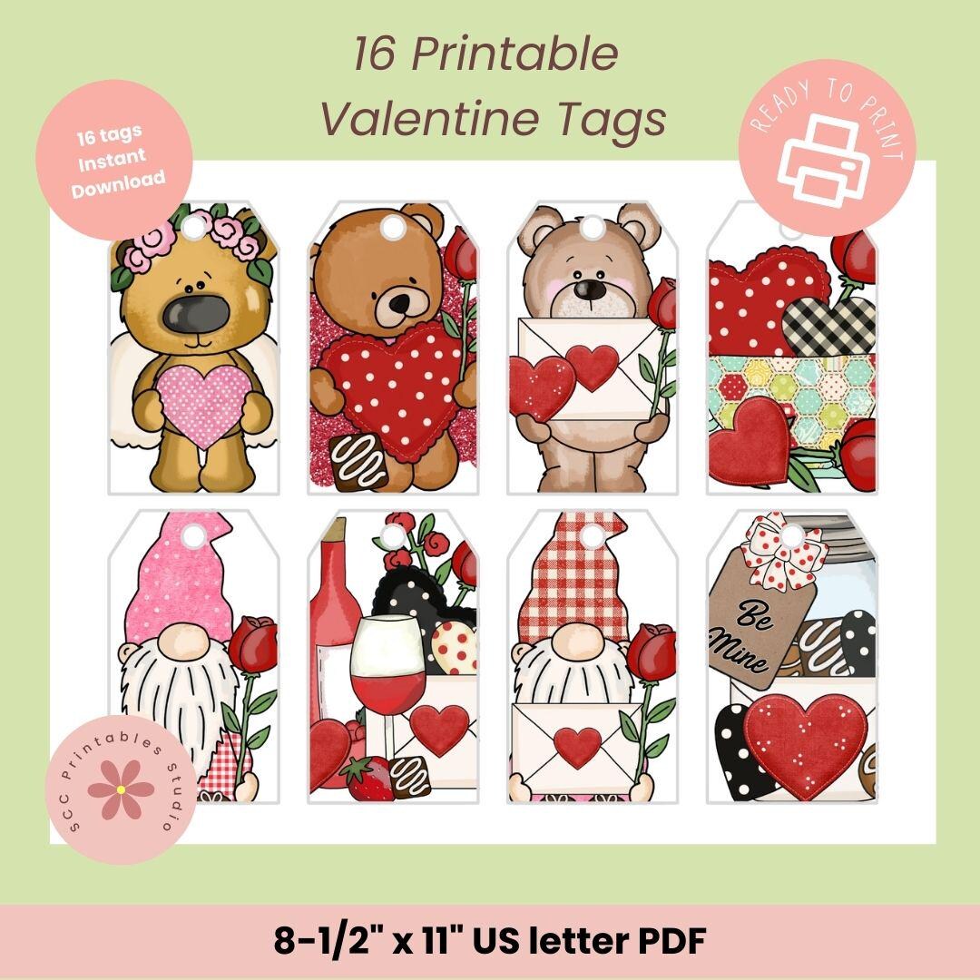 Valentine Gift Tags, Printable Gnomes, Frog, Bears, Hearts & Candies ...