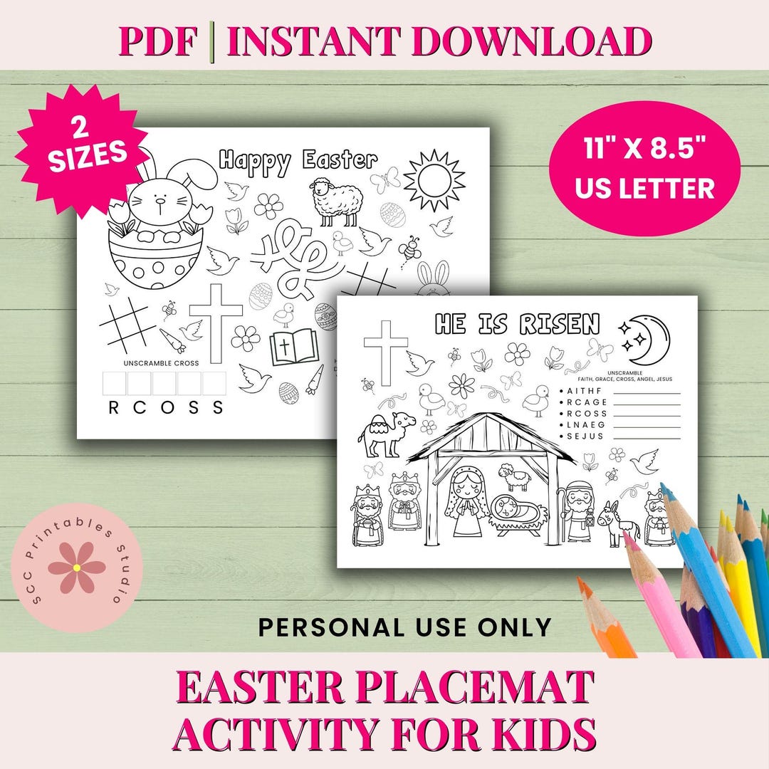 Printable Christian Easter Activity Placemat, Sunday School Activity ...