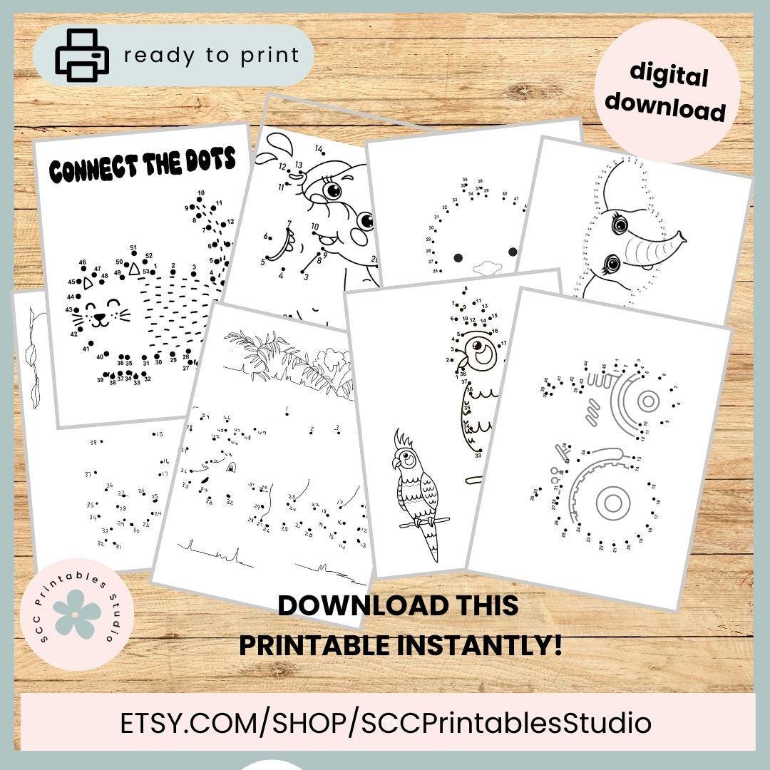 Connect the Numbers Printable Kids Coloring Book, Activity Pages for ...