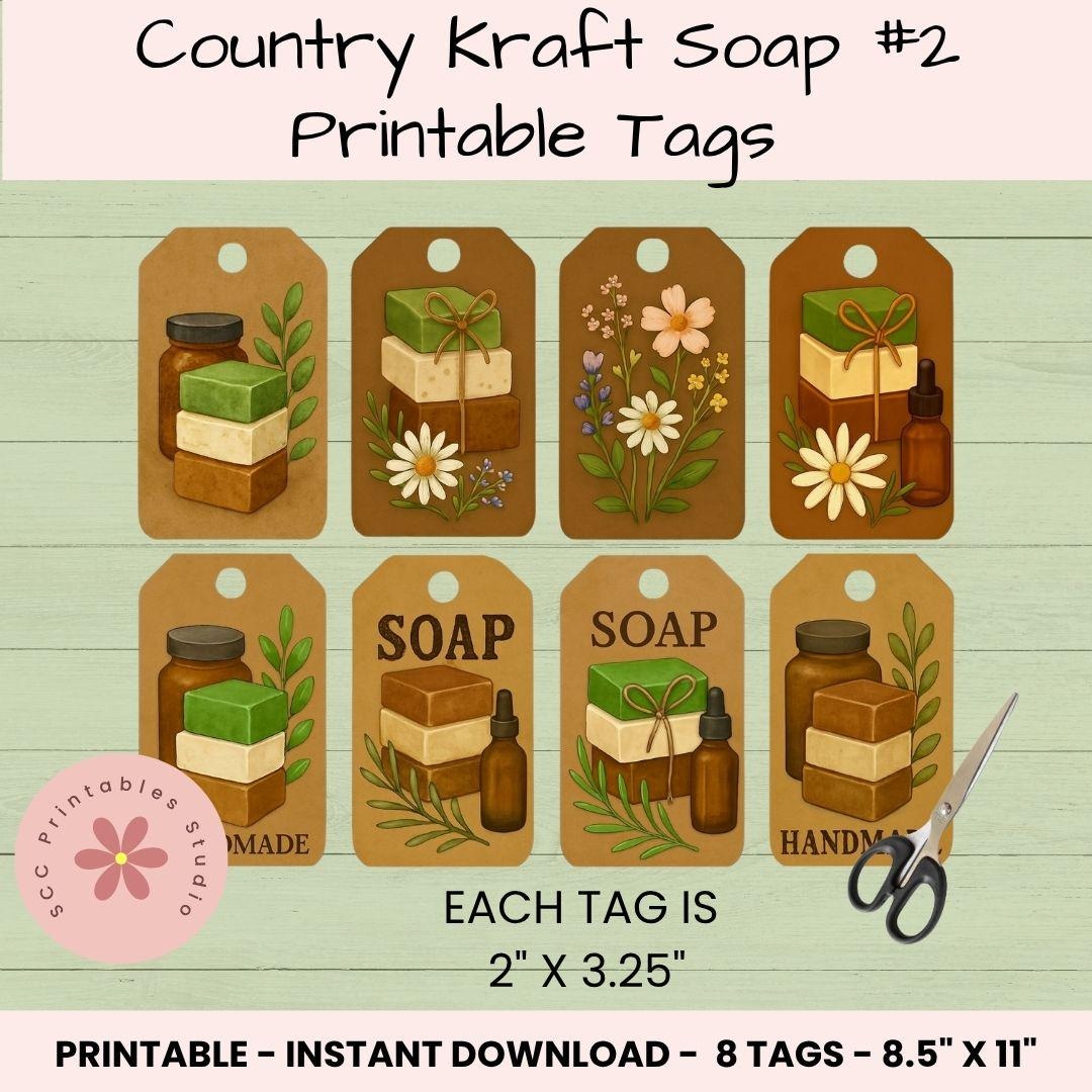 Printable Handmade Soap Tags, Kraft Paper Gift Labels for Small ...