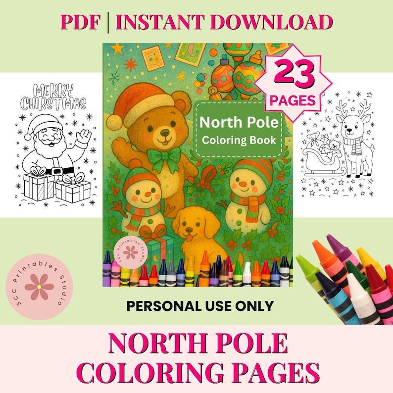 North Pole Christmas Coloring Pages, Printable Santa, Mrs. Claus ...