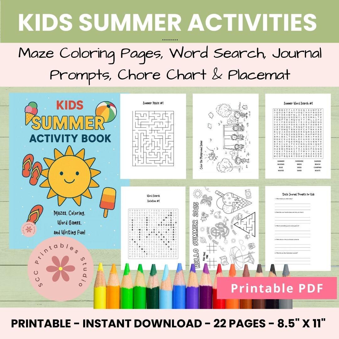 Kid's Summer Activity Worksheets, Mazes, Word Search, Coloring Pages ...
