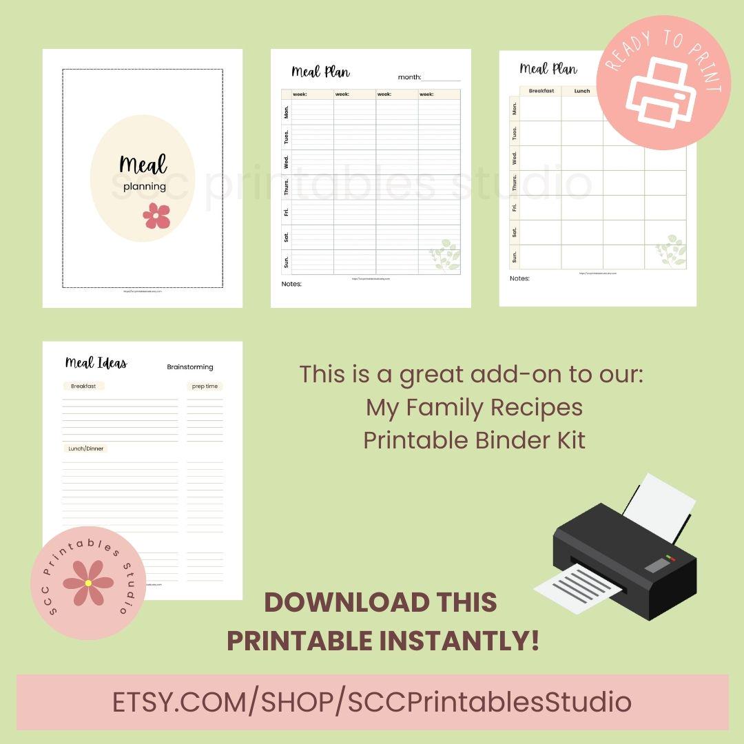 Mindful Eating Printable Journal, Plus Meal Planning Journal Add-on for ...