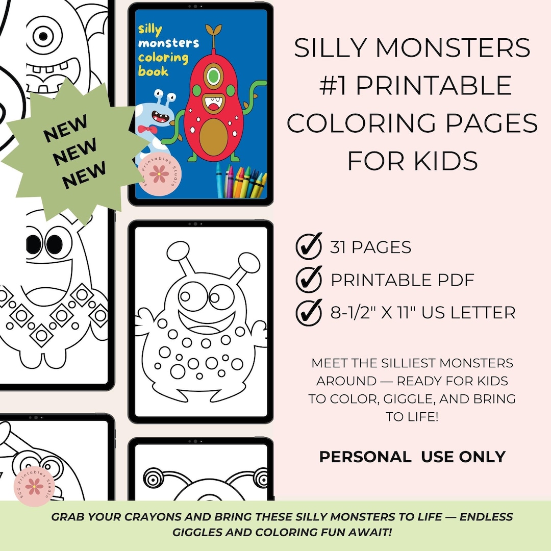 Silly Monsters Coloring Pages for Kids, Toddler Activity Sheets ...