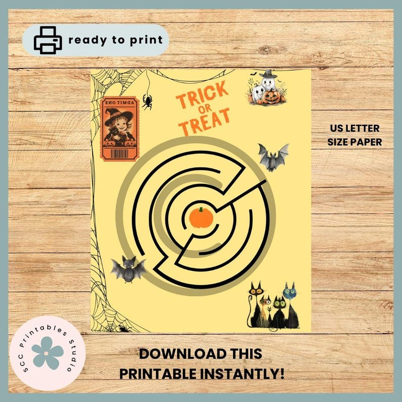 Halloween Kids Printable Maze Pages, Print at Home Preschool Activity ...