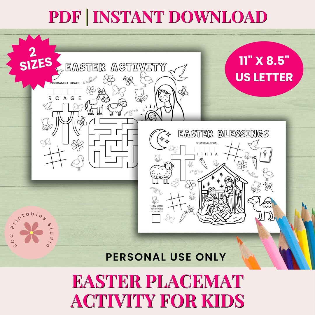 Christian Easter Activity Placemat, Printable Sunday School Activity ...