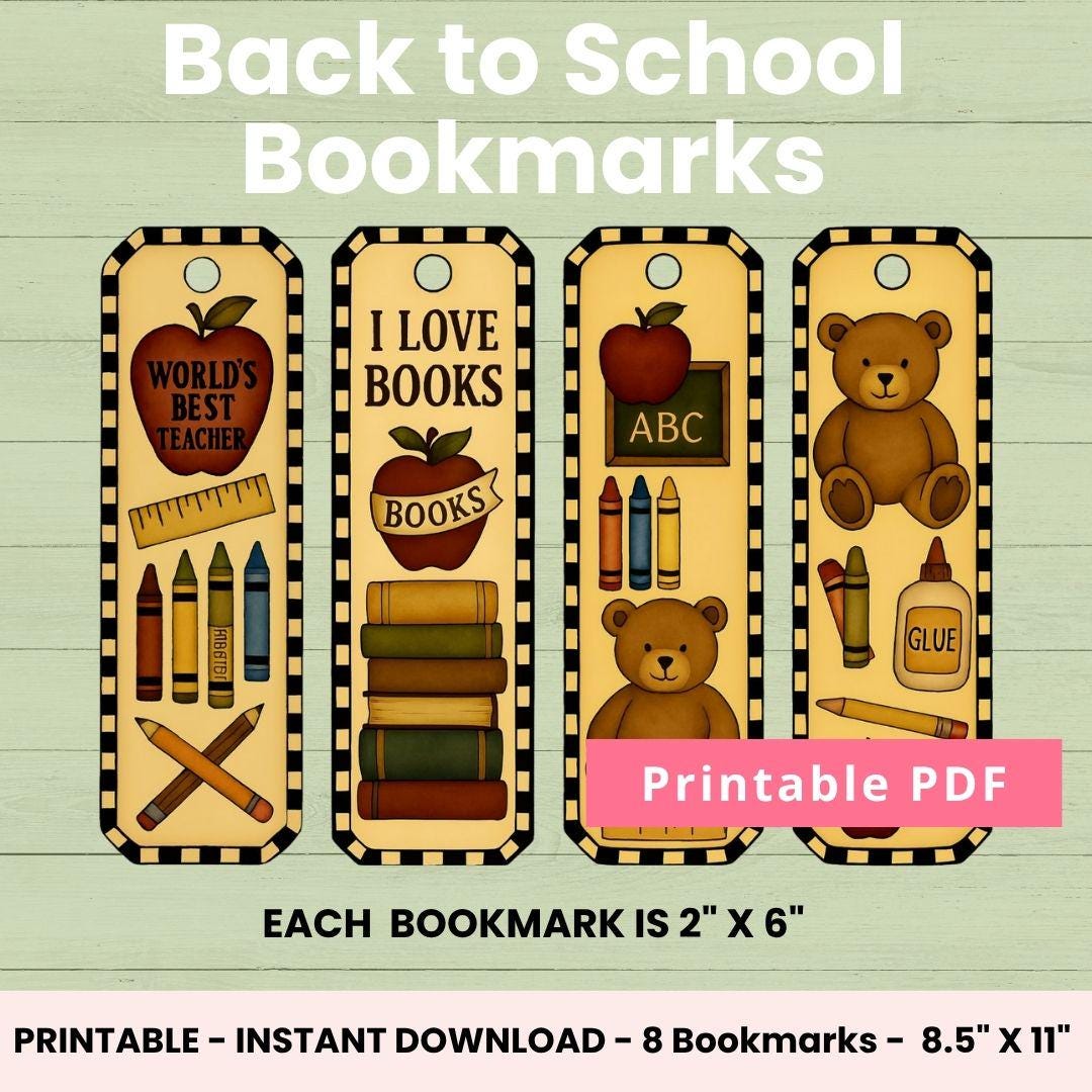 Back to School Printable Bookmarks for Kids, I Love Books, #1 Teacher ...