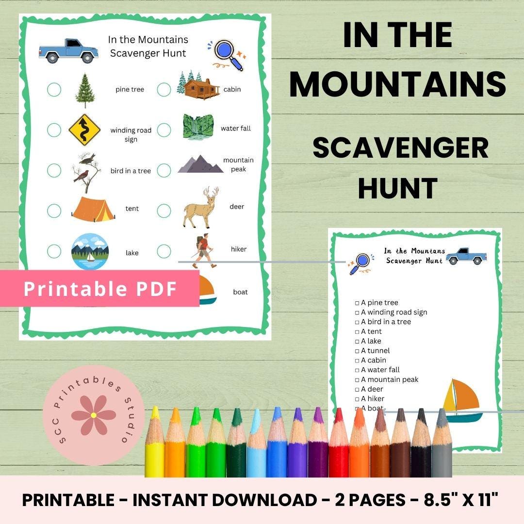 Mountain-themed Scavenger Hunt Printable Summer Camp Activities for ...
