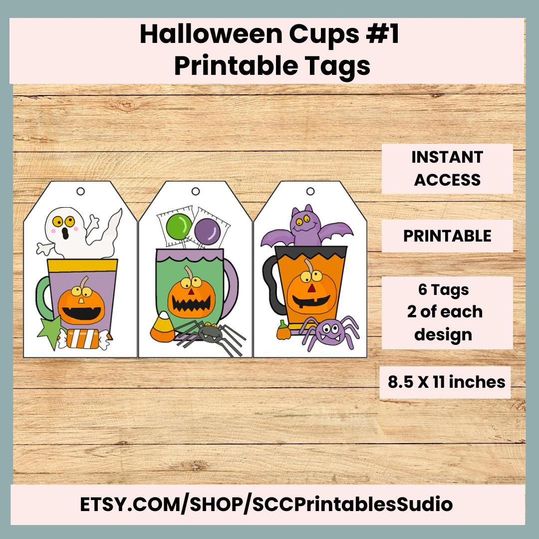 Halloween Printable Tags, Print at Home Party Favor Trick or Treat Kids ...