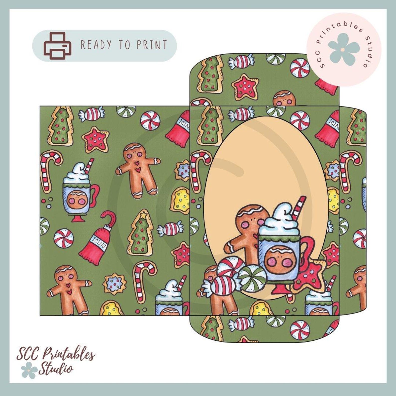 Gingerbread Cookies Printable Cocoa Wrapper, Print at Home Christmas ...