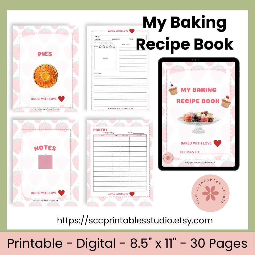 Baking Recipe Book Printable Kitchen Inventory Recipe Binder Add-on Kit ...
