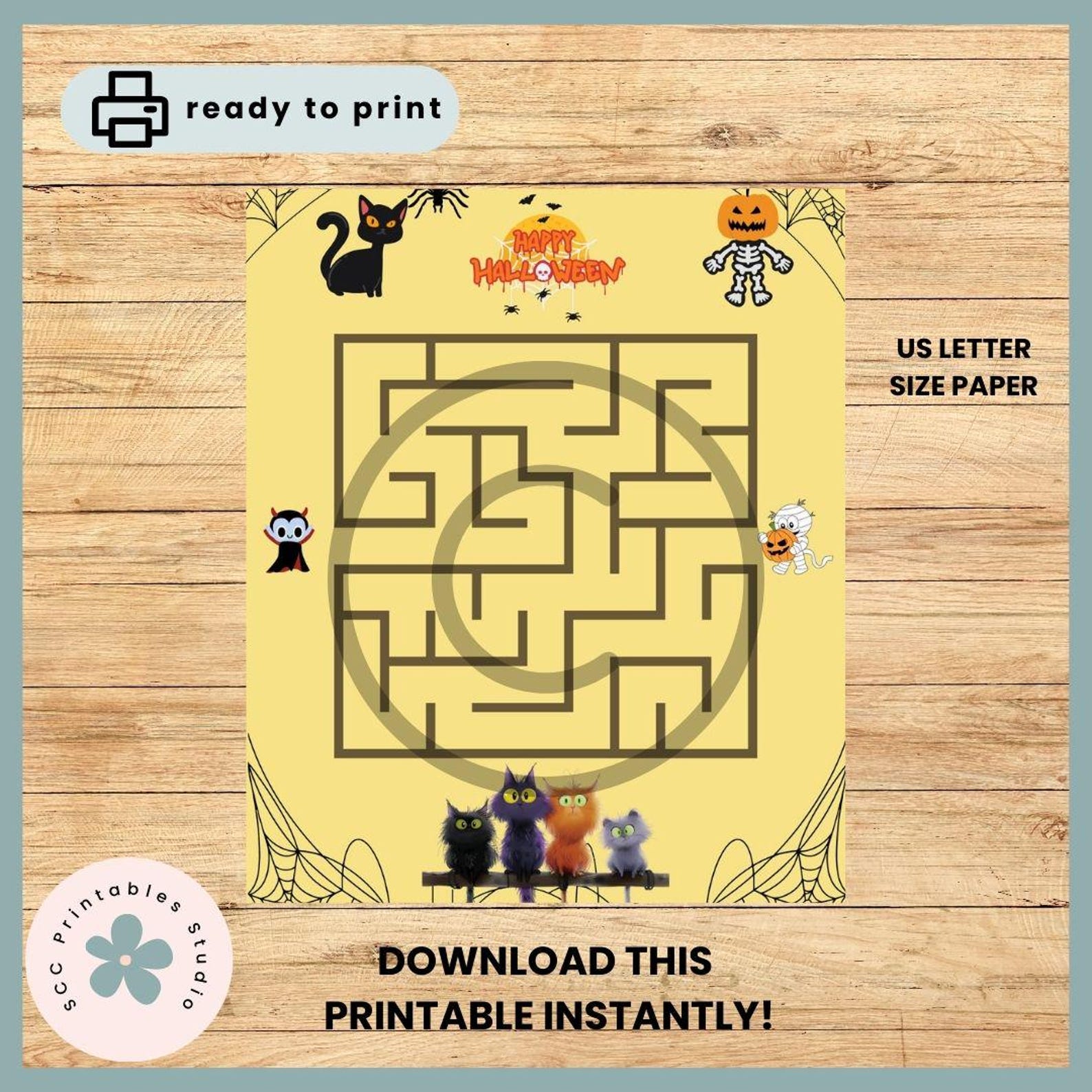 Halloween Kids Printable Maze Pages, Print at Home Preschool Activity ...