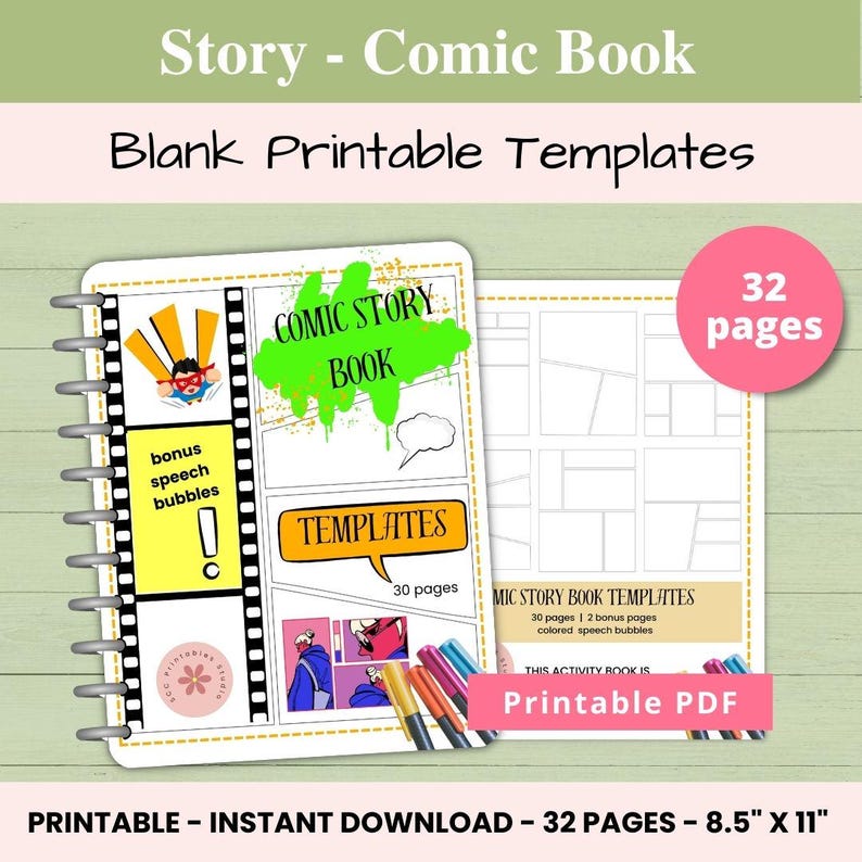 Blank Story Book Templates, Printable DIY Comic Strips and Storytelling ...