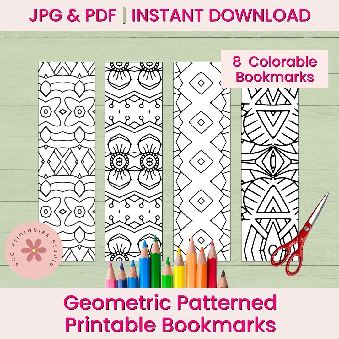 Printable Bookmarks, Printable Geometric Bookmark for Kids, Adult ...