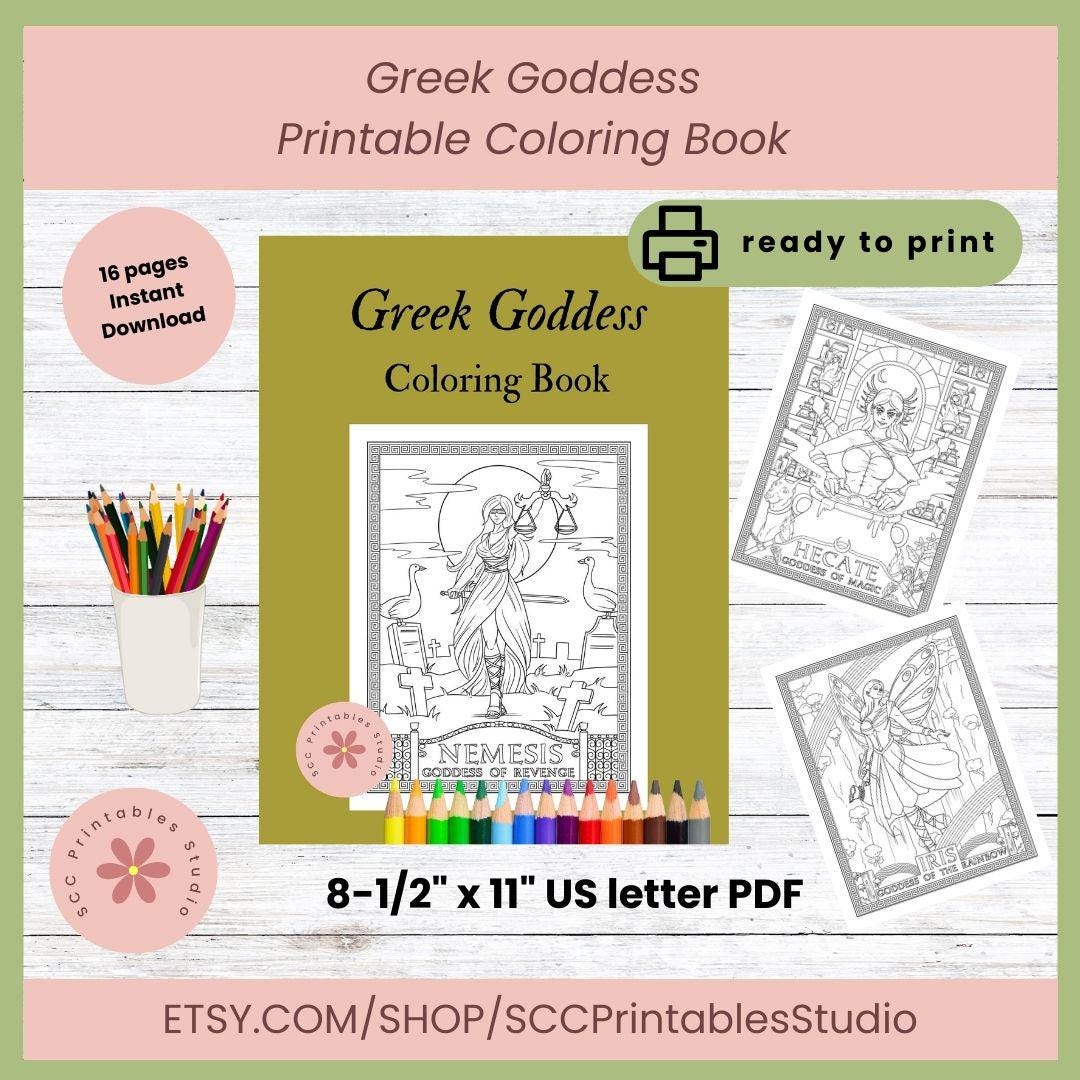 Greek Goddess Adult Coloring Pages, Printable Women Coloring Page ...