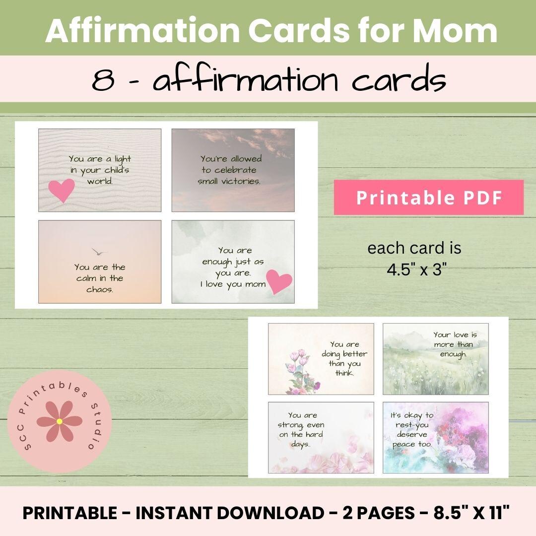 Empowering Printable Affirmation Cards for Mom Encouragement ...