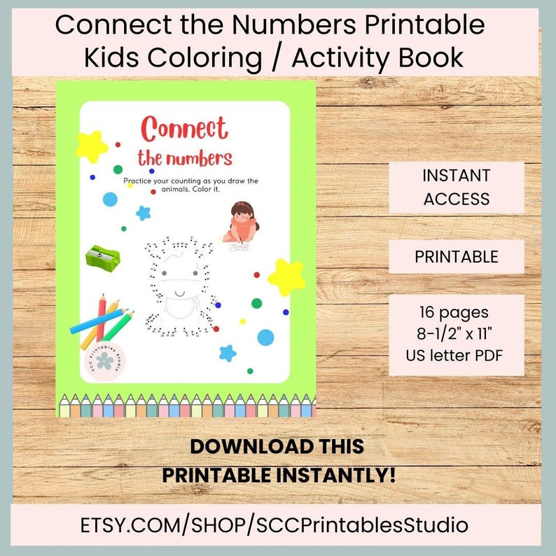 Connect the Numbers Printable Kids Coloring Book, Activity Pages for ...