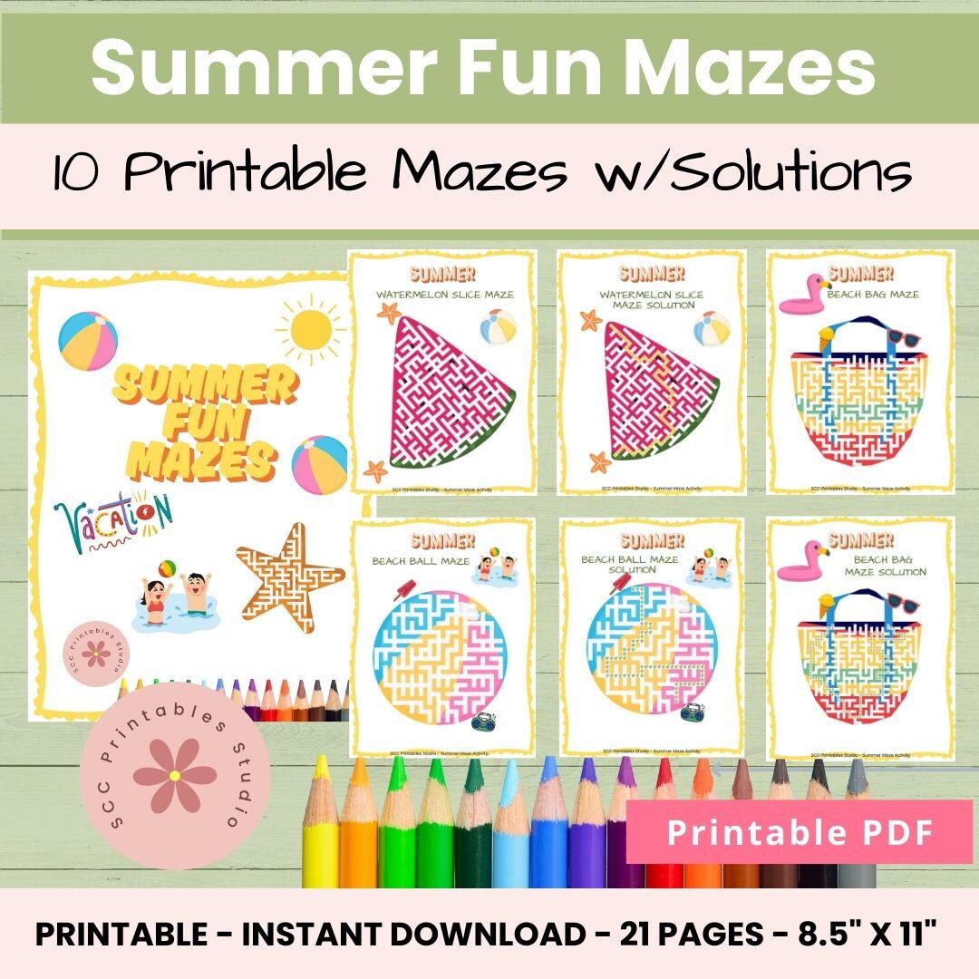 Kid's Maze Worksheet, Kids Mazes Summer Games Printable Worksheets ...