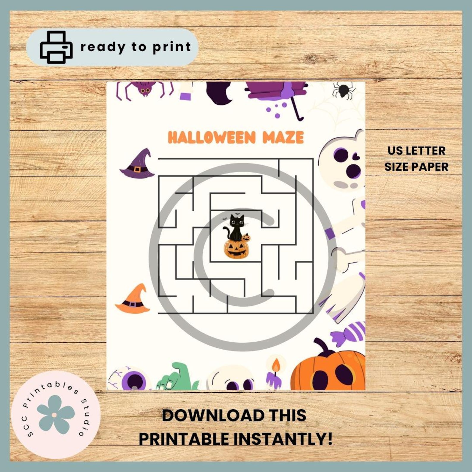 Halloween Kids Printable Maze Pages, Print at Home Preschool Activity ...