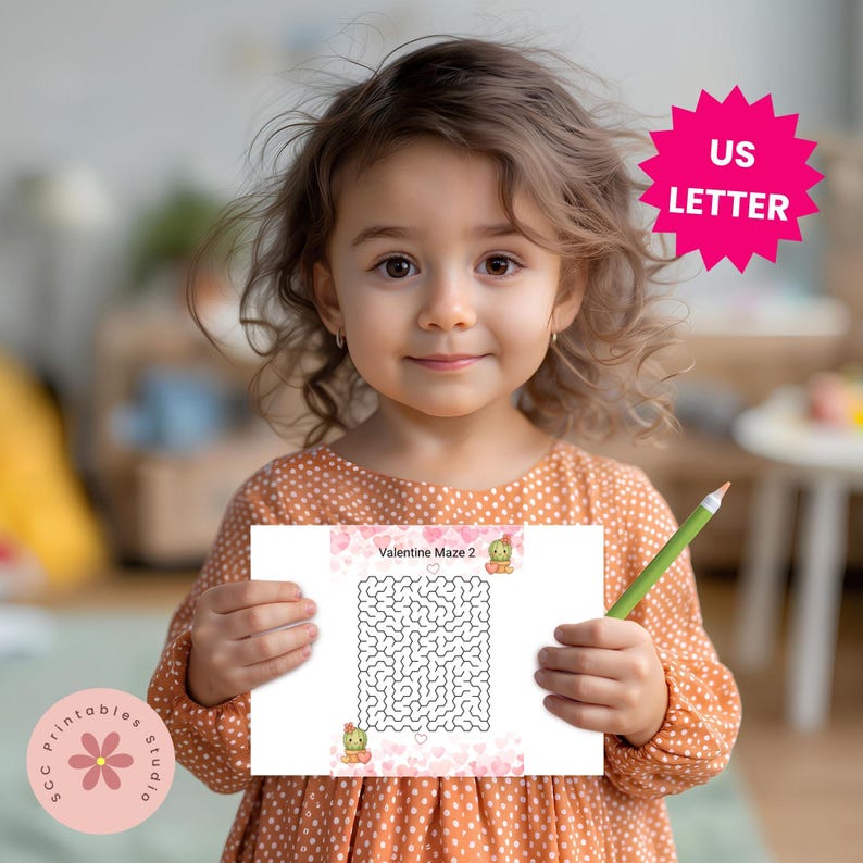 Printable Valentine Maze Puzzles for Kids, DIY Valentine Exchange Cards ...