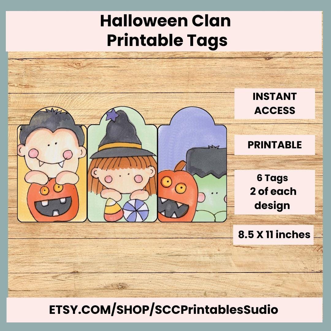 Halloween Favor Gift Tags, Printable Trick or Treat Kids School Party ...